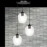 Suspension avec base ronde et 3 abat-jour en verre gris Domos | Maisons ...