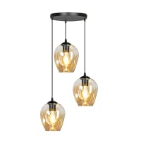 Suspension avec base ronde et 3 abat-jour en verre gris Domos | Maisons ...