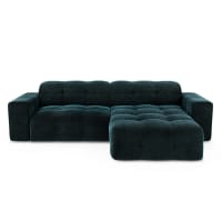 Sofá esquinero 4 plazas terciopelo azul pavo real Ania | Maisons du Monde
