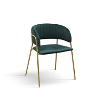 Sedia da pranzo effetto velluto trapuntato verde/oro Marilyn | Maisons ...