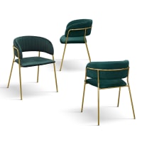 Sedia da pranzo effetto velluto trapuntato verde/oro Marilyn | Maisons ...