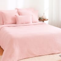 Parure housse de couette gaze de coton rose pêche 260x240 cm Ozen ...