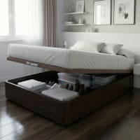 Cama arcón 160x200 en tejido chenilla beige, base incluida Marcy ...