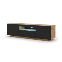 Mueble para TV efecto madera Crema y Negro AURA | Maisons du Monde