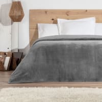 Manta lisa suave gris cama 160/180cm | Maisons du Monde