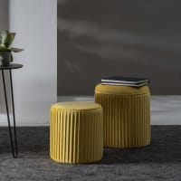 Pouf colorato ocra in tessuto Kate | Maisons du Monde