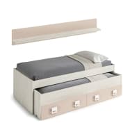 Letto estraibile effetto legno grigio con presa USB e contenitore ...