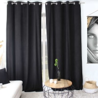 Rideau thermique aspect velours 140x260cm Noir GALENA | Maisons du Monde
