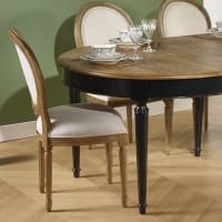 Table ovale en chêne 3 rallonges 4/10 couverts noire Florence | Maisons ...
