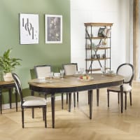 Table ovale en chêne 5 rallonges 6/14 couverts noire Aude | Maisons du ...