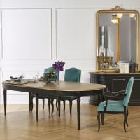 Table ovale en chêne 5 rallonges 6/14 couverts noire Aude | Maisons du ...