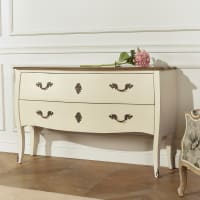 Commode style shabby chic, plateau chêne, 2 tiroirs blanc Aquitaine ...