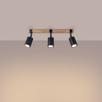 Plafonnier Acier Noir/Bois Naturel GU10 4 Fager Fager | Maisons du Monde