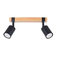 Plafonnier Acier Noir/Bois Naturel GU10 4 Fager Fager | Maisons du Monde