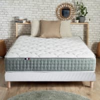Matelas ressorts 7 zones sommier couette oreillers noir 2x90x200 ...