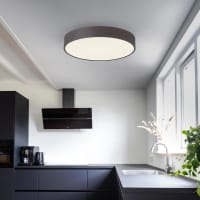 Plafoniera tonda luce LED 42W CCT lampada dimmable metallo nero Ø 40cm ...