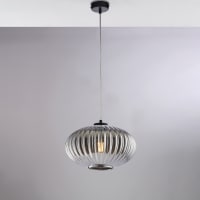 Lampada a sospensione moderna con paralume in metallo dorato Momo ...