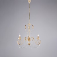 Lampadario shabby 8 luci ferro battuto bianco e cristalli Damasco ...