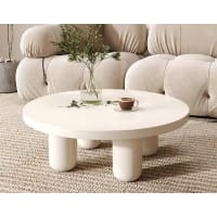 Mesa de centro de madera de mindi 80,5 cm con estante de rat n natural ...