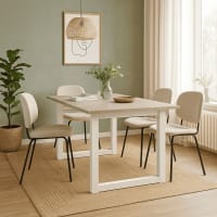 Table à manger extensible 8 à 10 personnes décor travertin l160/200 cm ...