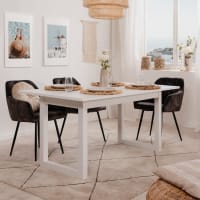 Table à manger en mélaminé blanc 8 personnes L160 Lynn | Maisons du Monde