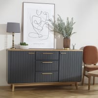 Buffet en chêne 2 portes et 3 tiroirs gris Joel | Maisons du Monde