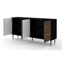 Table à manger ovale en MDF noir 6 personnes, 220x100 cm Bruno ...