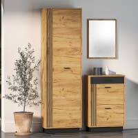 Meuble d'entrée effet bois beige 90x36 h194 cm Savina | Maisons du Monde