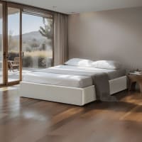 Cama arcón 160x200 en tejido chenilla beige, base incluida Marcy ...