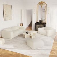 Sillón sin reposabrazos tejido rizo crema Myra | Maisons du Monde