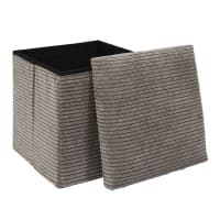 Pouf de rangement pliable effet côtelé beige Scott | Maisons du Monde