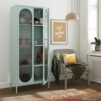 Mobile angolare grigio con ante in vetro e LED | Maisons du Monde