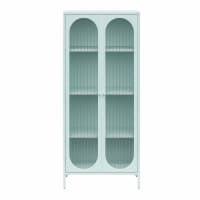 Mobile angolare grigio con ante in vetro e LED | Maisons du Monde