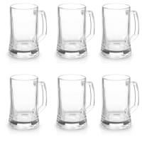 lot de 6 chopes à bière en verre avec poignées 650ml | Maisons du Monde