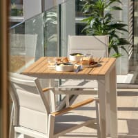Mesa de comedor balcon 130x70 aluminio y polywood beige Osaka | Maisons ...