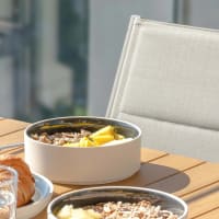 Mesa de comedor balcon 130x70 aluminio y polywood beige Osaka | Maisons ...