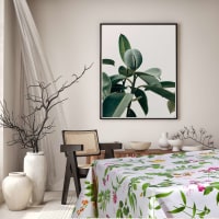 Nappe en toile cirée rectangulaire écru 140 x 250 cm Botanique ...
