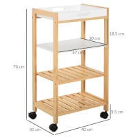 Carrello a 3 livelli su ruote Naturale 36 x 15 x 74,5 cm | Maisons du Monde