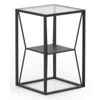 Tavolino in vetro e metallo nero 50x55 cm Crisal | Maisons du Monde