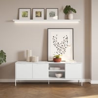 Meuble TV coloris blanc et doré 168 x 39 x 57 cm Zova | Maisons du Monde