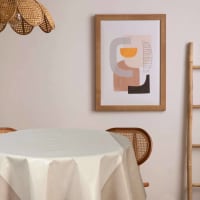 Nappe en toile cirée ronde écru d. 135 cm Carreau | Maisons du Monde
