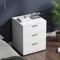 Table de chevet ronde de style contemporain blanc Lila | Maisons du Monde