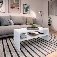 Table basse blanche de 150 cm au design original Weiss | Maisons du Monde