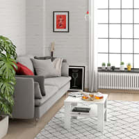 Table basse effet bois blanc brillant, ardoise 110x60h40 cm Ashar ...