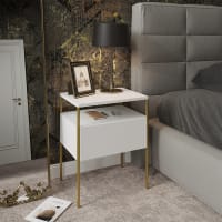 Tables de chevet avec éclairage led et multiprise lot de 2 blanc Bellah ...