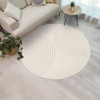 Tapis à reliefs géométriques crème rond - D200 cm Turin | Maisons du Monde