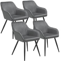 Lot 2 chaises de salle à manger en velours matelassées gris Marilyn ...