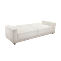 Divano letto con contenitore in noce 4 posti tessuto a trama crema ...