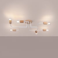 Lustre Acier Blanc/Bois Naturel E27 4 Timbo Timbo | Maisons du Monde