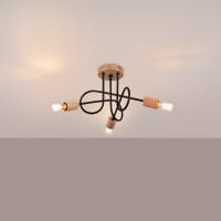 Lustre Acier Noir/Bois Naturel E27 5 Ember Ember | Maisons du Monde
